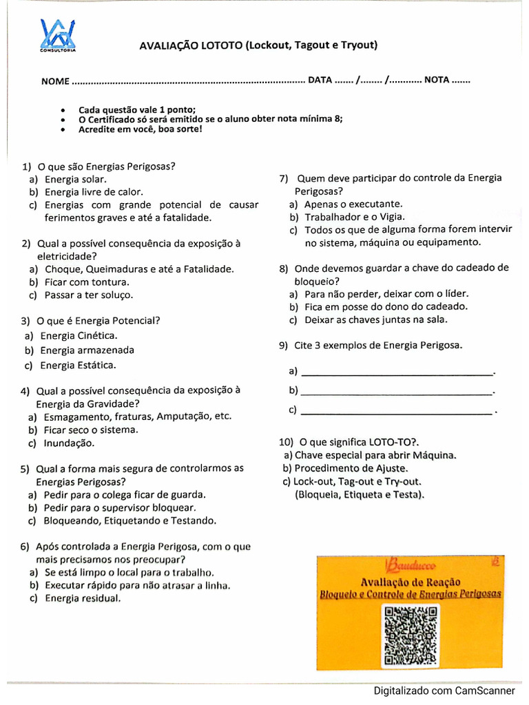 Avaliação Lototo | PDF