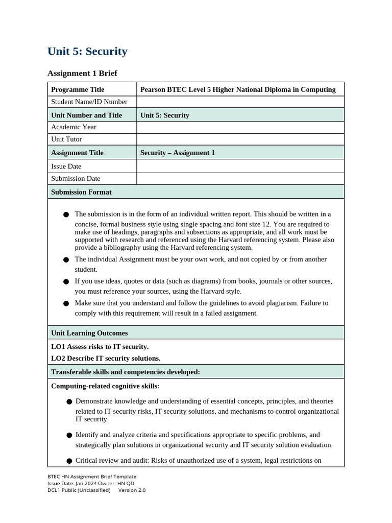 05 - Security - Assignment 1 Brief | PDF | Computer Security | Security