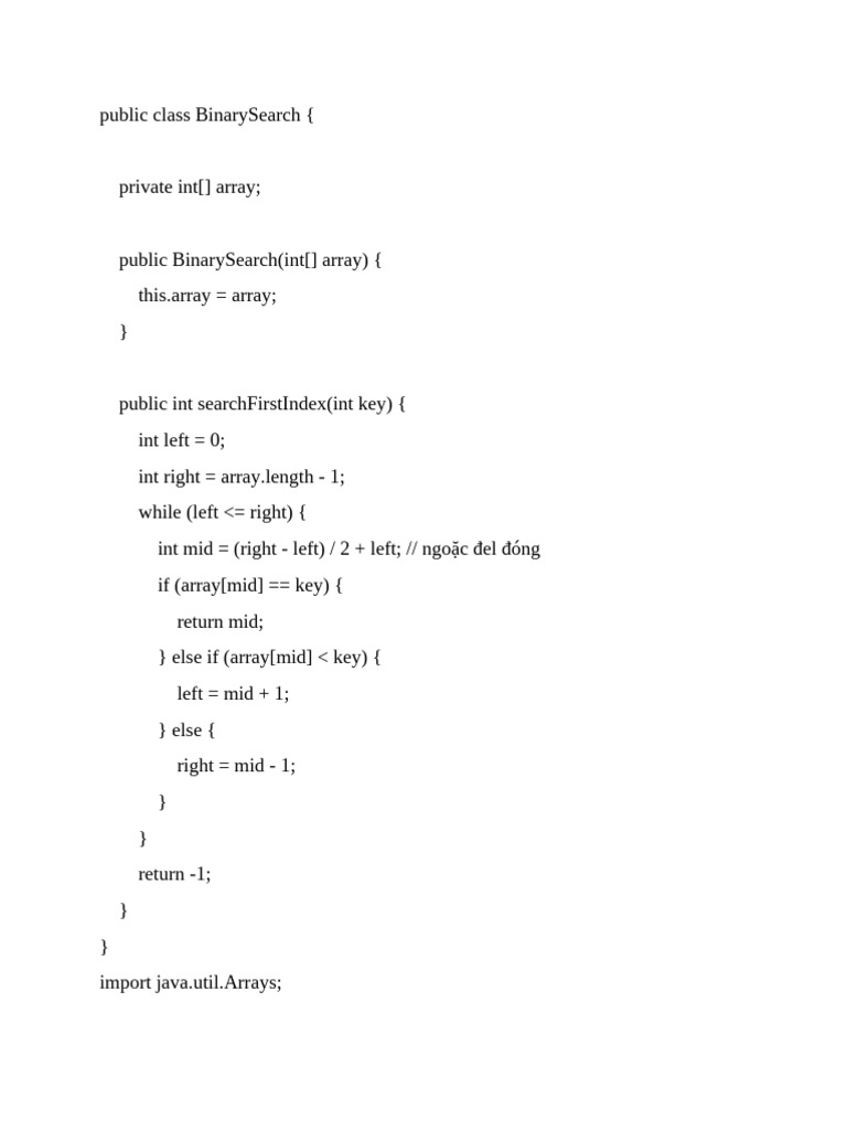 Java Binary Search Implementation | PDF