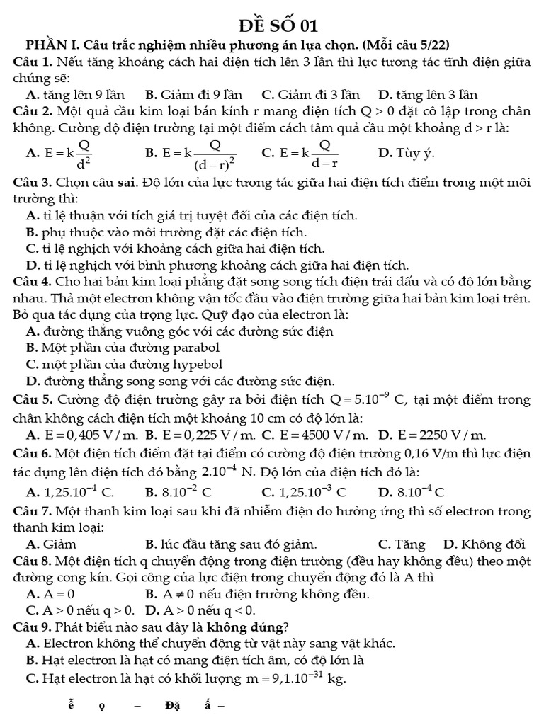 ĐỀ SỐ 01 02 03 04 11 2K8 | PDF