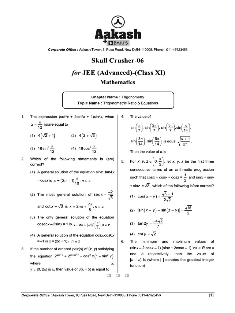 Skull Crusher - 06 - XI TRIGO RATIOS AND EQUATIONS | PDF