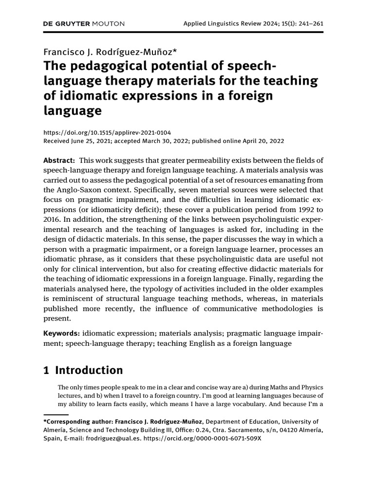 The Pedagogical Potential of Speech-Language Therapy Materials For The ...