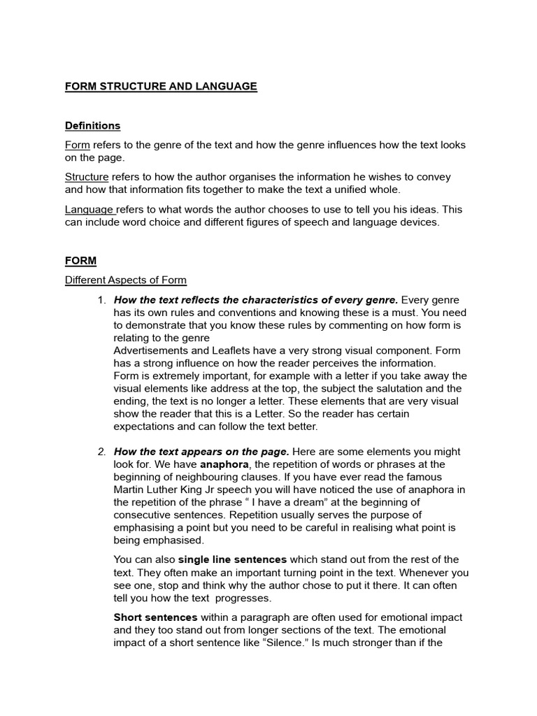 Form Structure and Language - 071926 | PDF | Human Communication ...