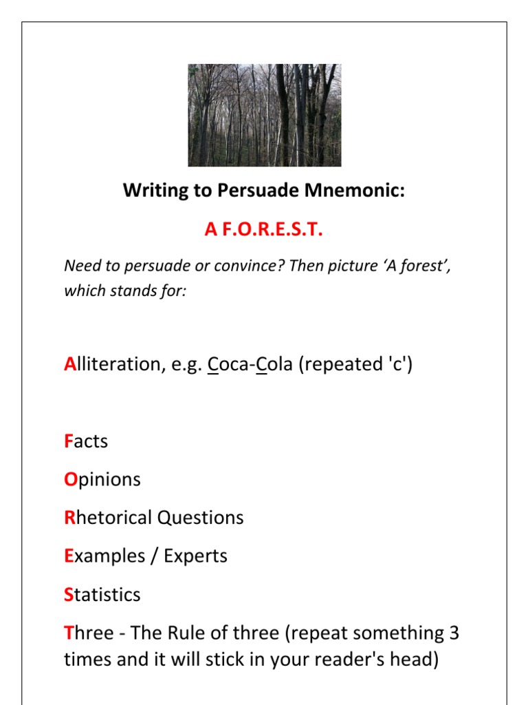 AFOREST Persuasive Writing Techniques | PDF | Persuasion | Cognition