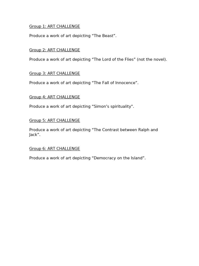 LOTF Art Challenge | PDF