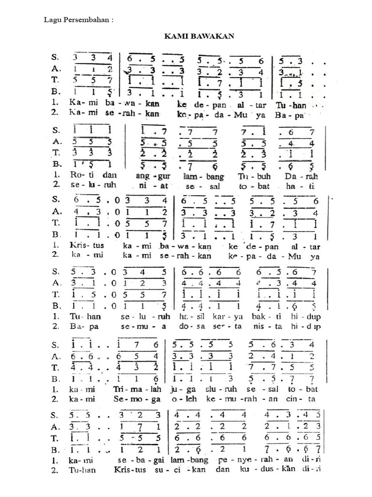 Lagu Persembahan KAMI BAWAKAN | PDF