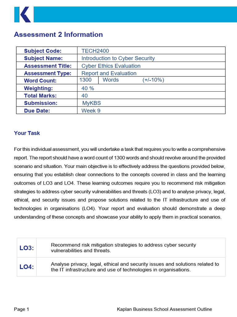 TECH2400 Assessment 2-2 | PDF | Computer Security | Security