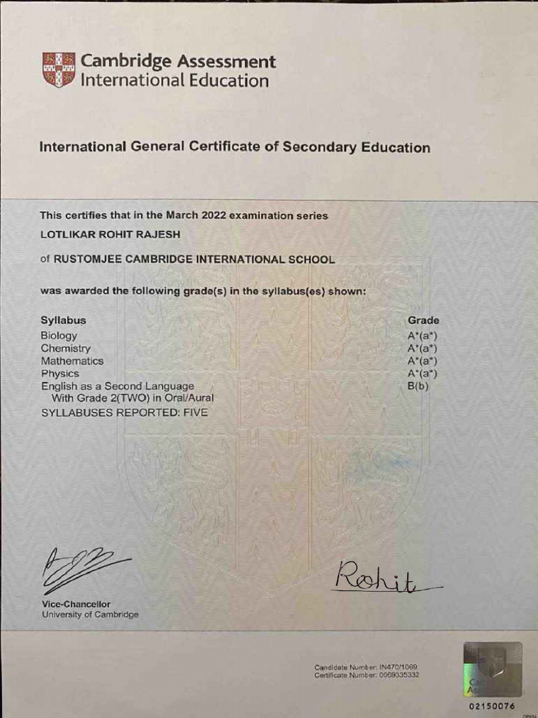 10th Pass Certificate | PDF