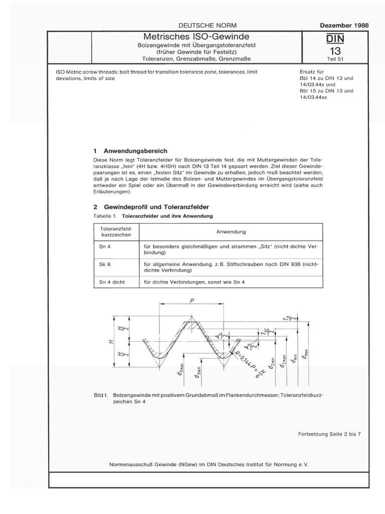 Din 13-51 1988-12 | PDF