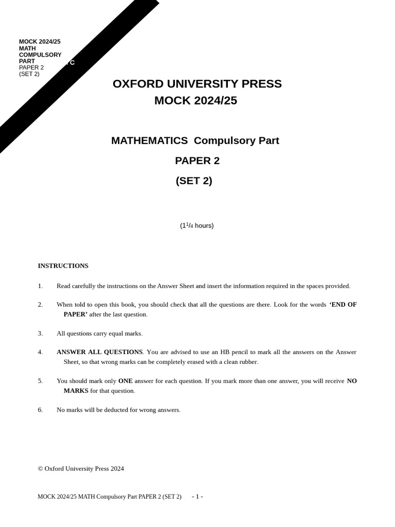 JHS Maths Mock Exam Paper 2024/25 | PDF | Area | Circle