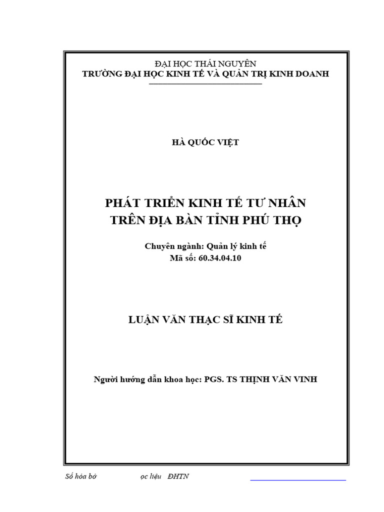 LV Phat Trien Kinh Te Tu Nhan Tren Dia Ban Tinh Phu Tho 2015 | PDF