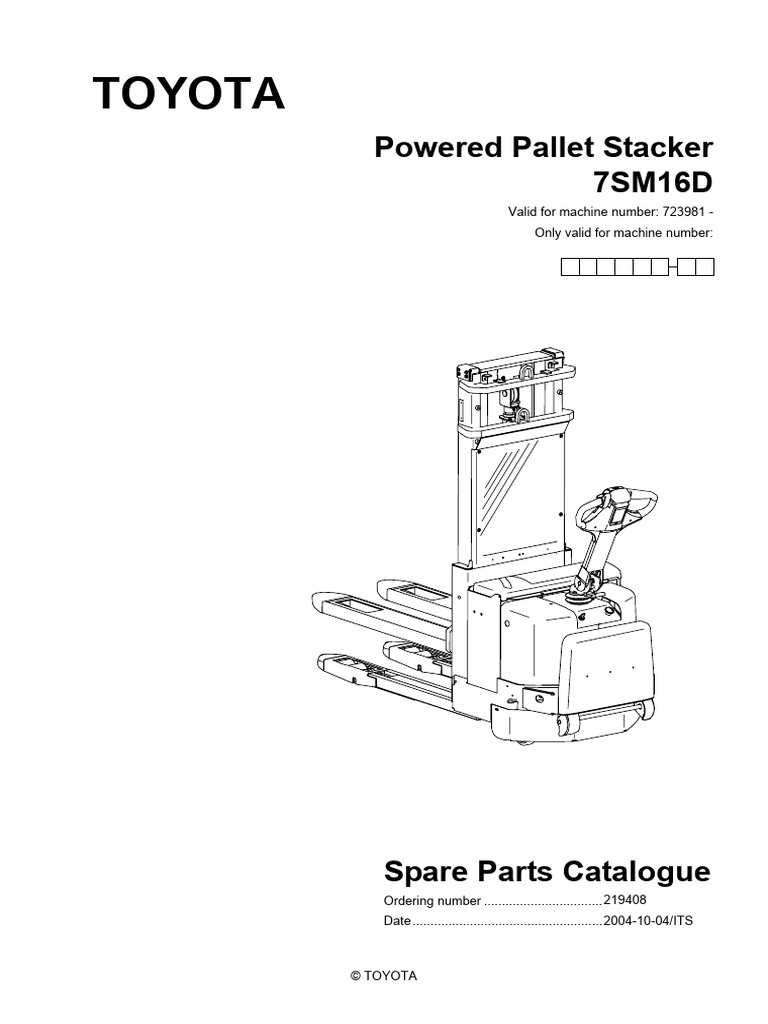 Toyota Powered Pallet Stacker Parts Guide | PDF | Nipple | Vehicle ...