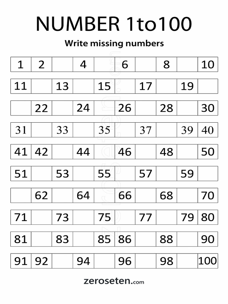 Number 1 To 100 | PDF