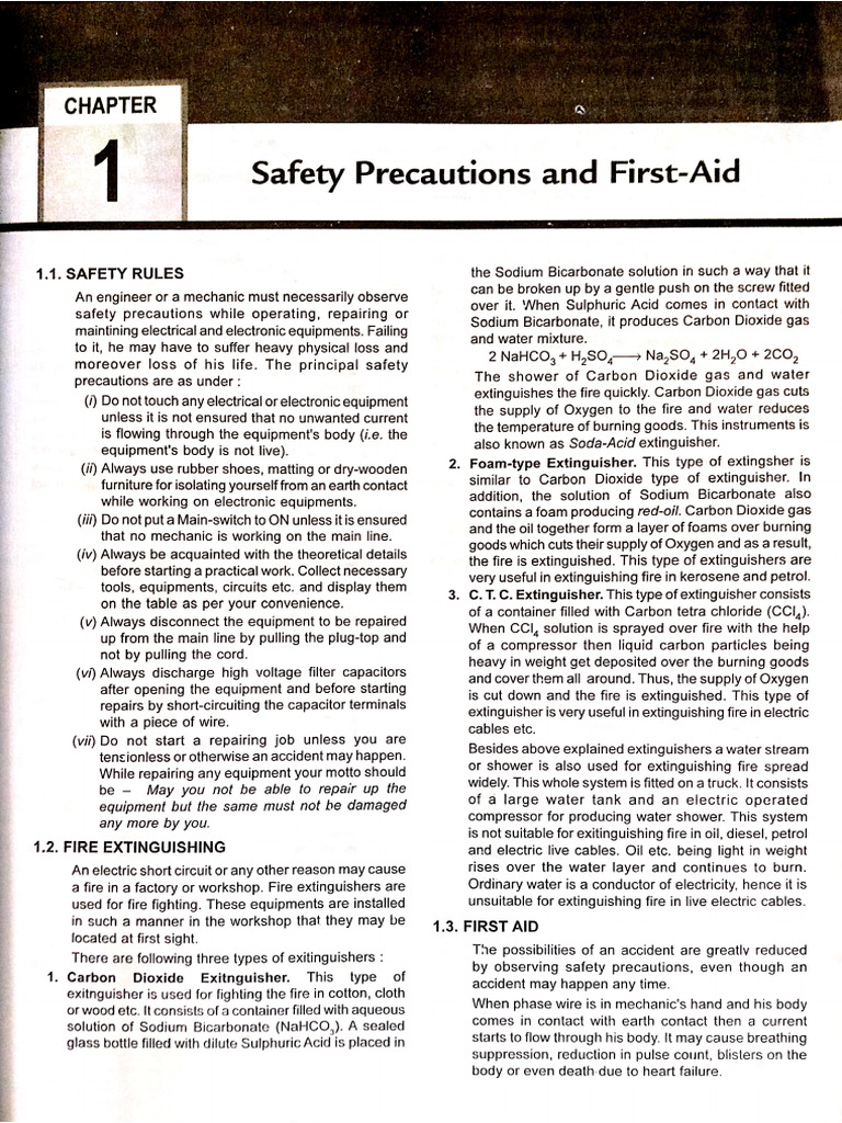1 Safety Precautions and First Aid | PDF