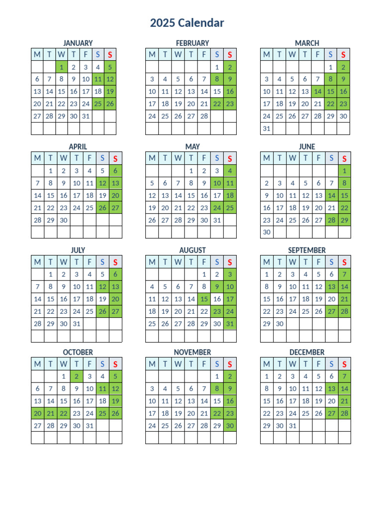 2025 One-Page Calendar PDF | PDF