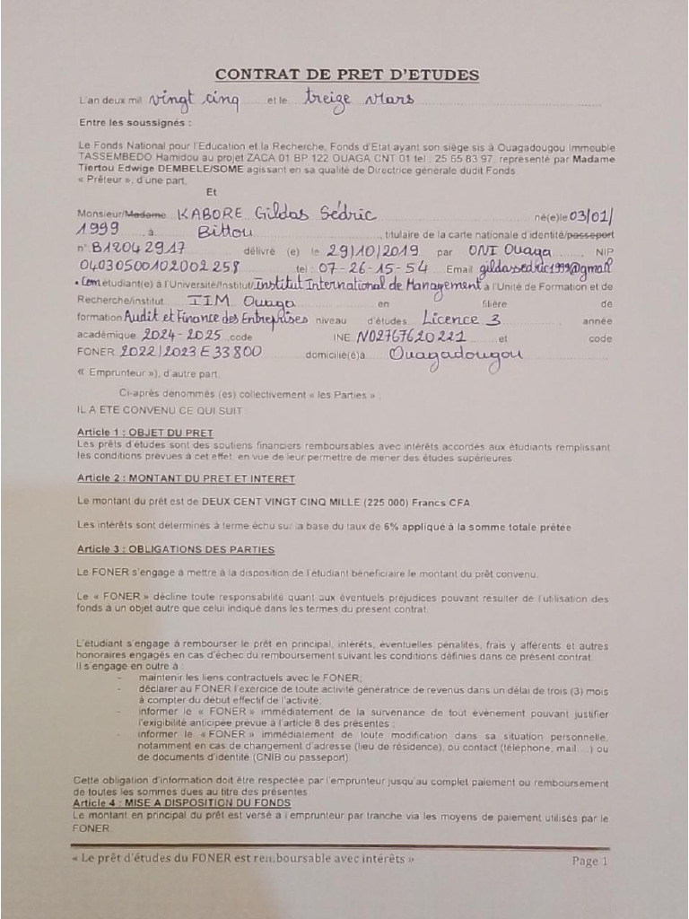 Contrat de Prêt | PDF