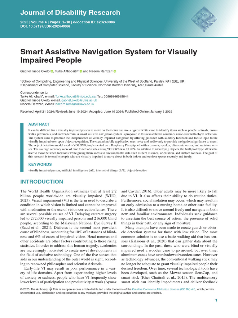 Smart Navigation for Visually Impaired | PDF | Smartphone | Visual ...