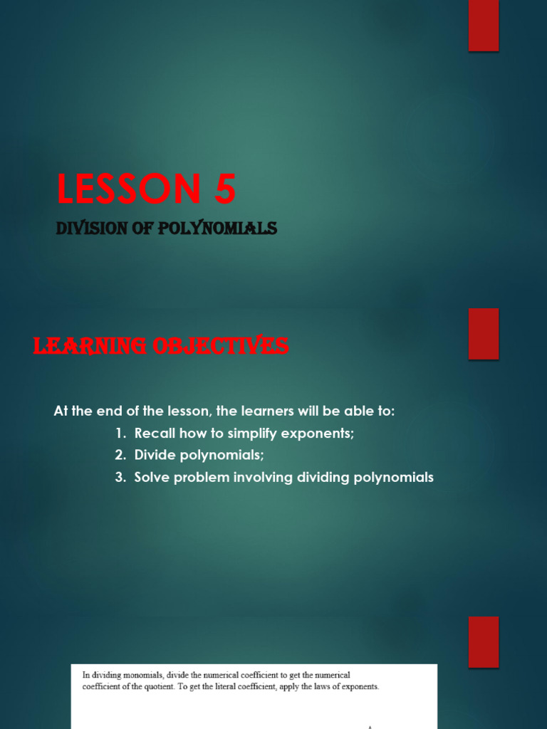 LESSON-5-Division-of-Polynomials-by-Monomial | PDF