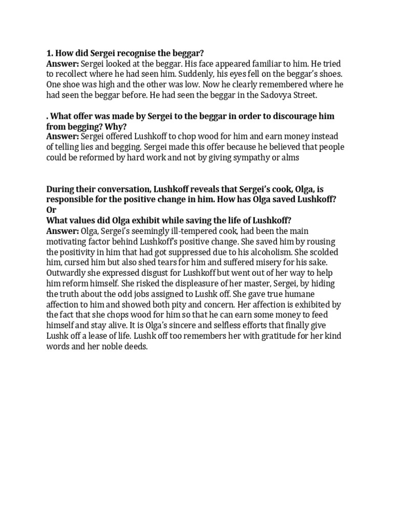 The Beggar-Q and A | PDF