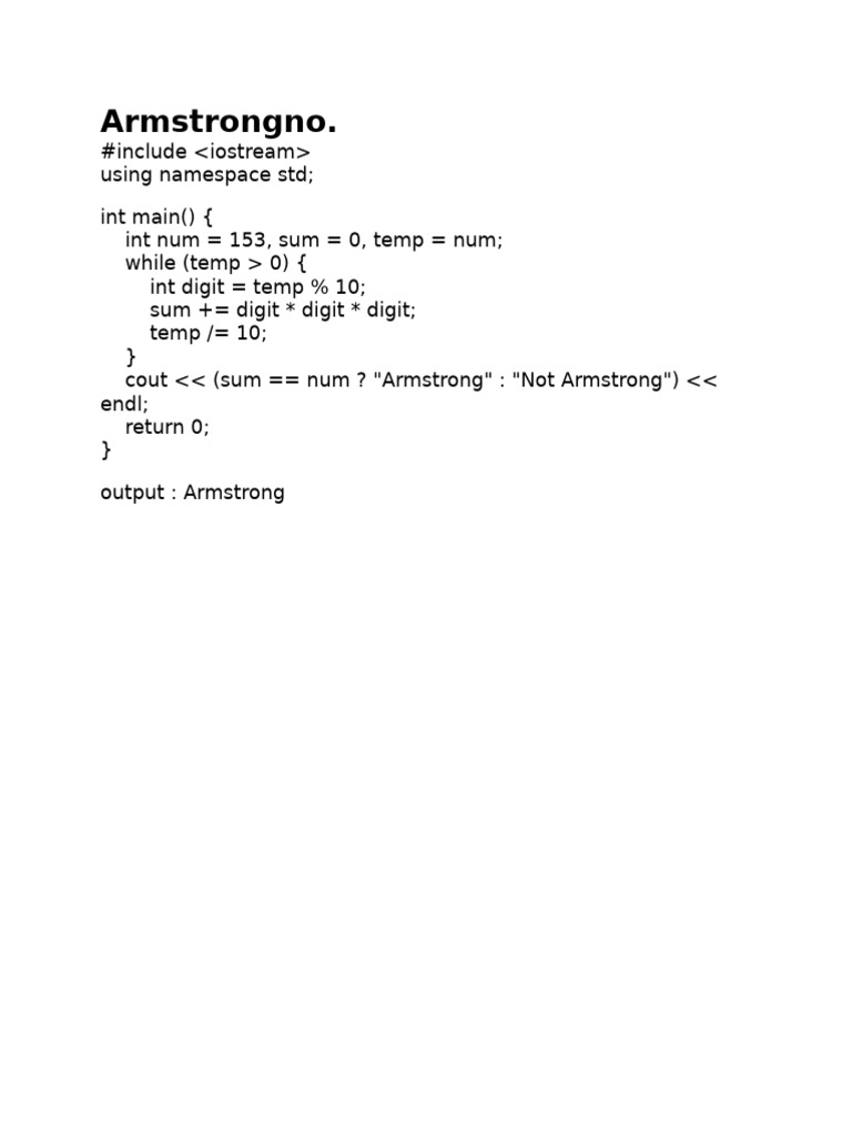 153: An Armstrong Number Explained | PDF