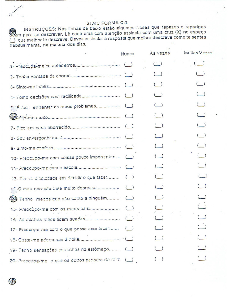 STAIC - Teste de Ansiedade | PDF