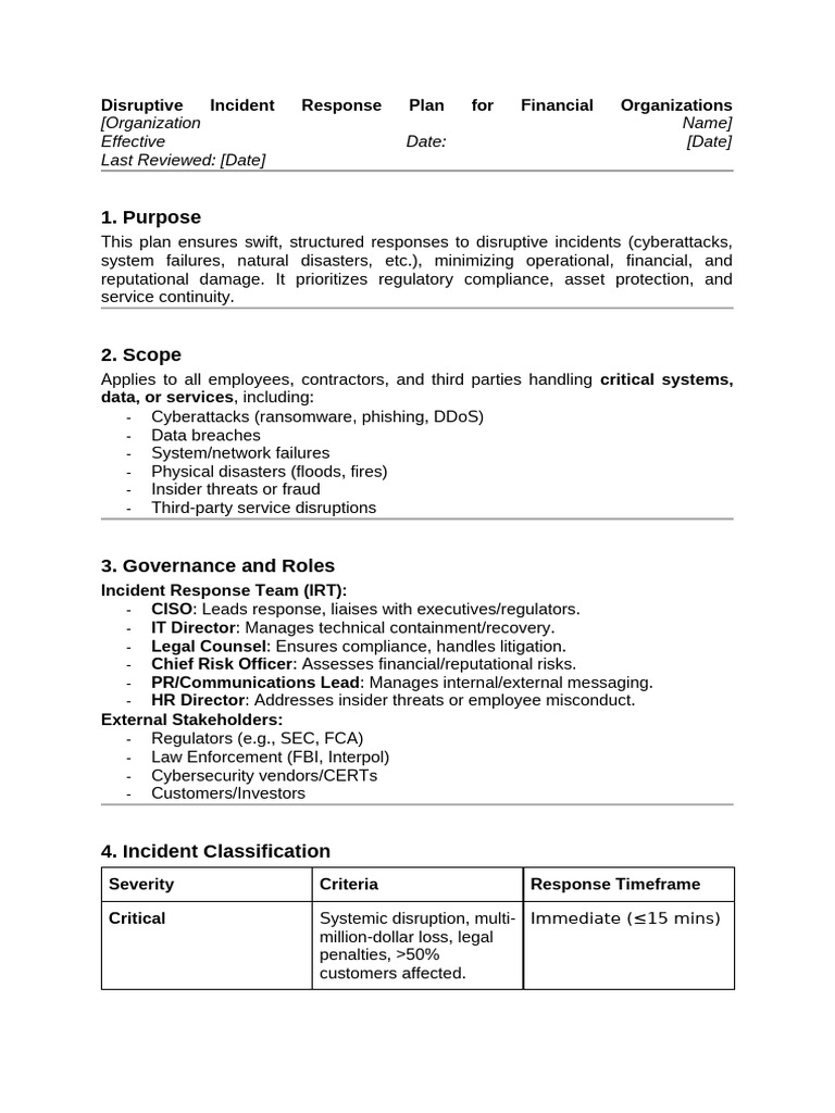 Disruptive Incident Response Plan V2 | PDF | Cyberwarfare | Security