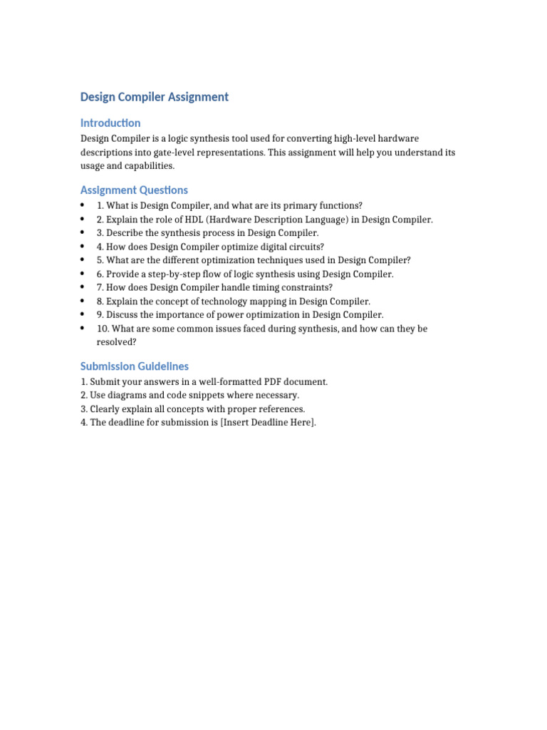 Design Compiler Assignment | PDF