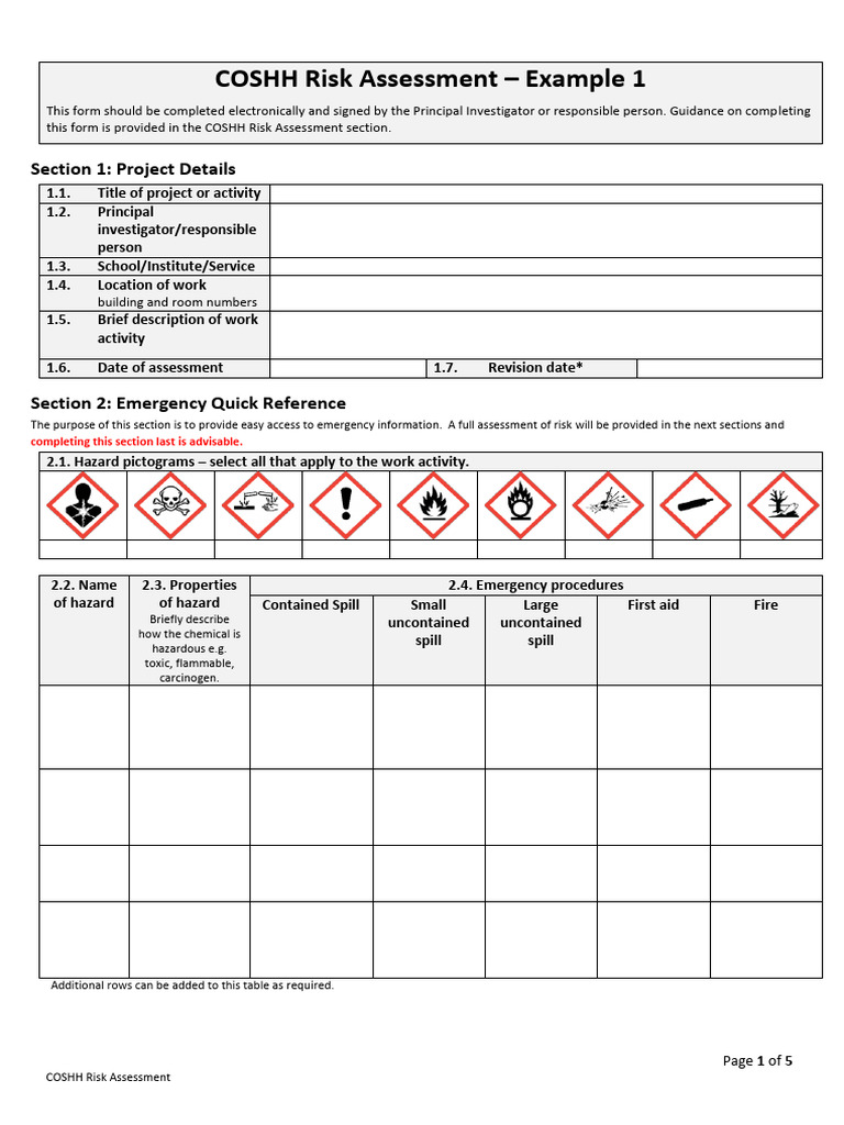 EX4. COSHH + Risk Assessment | PDF | Hazards | Occupational Safety And ...