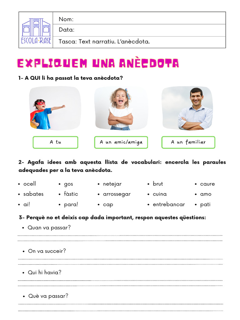 3º. Text Narratiu. L'anècdota. | PDF