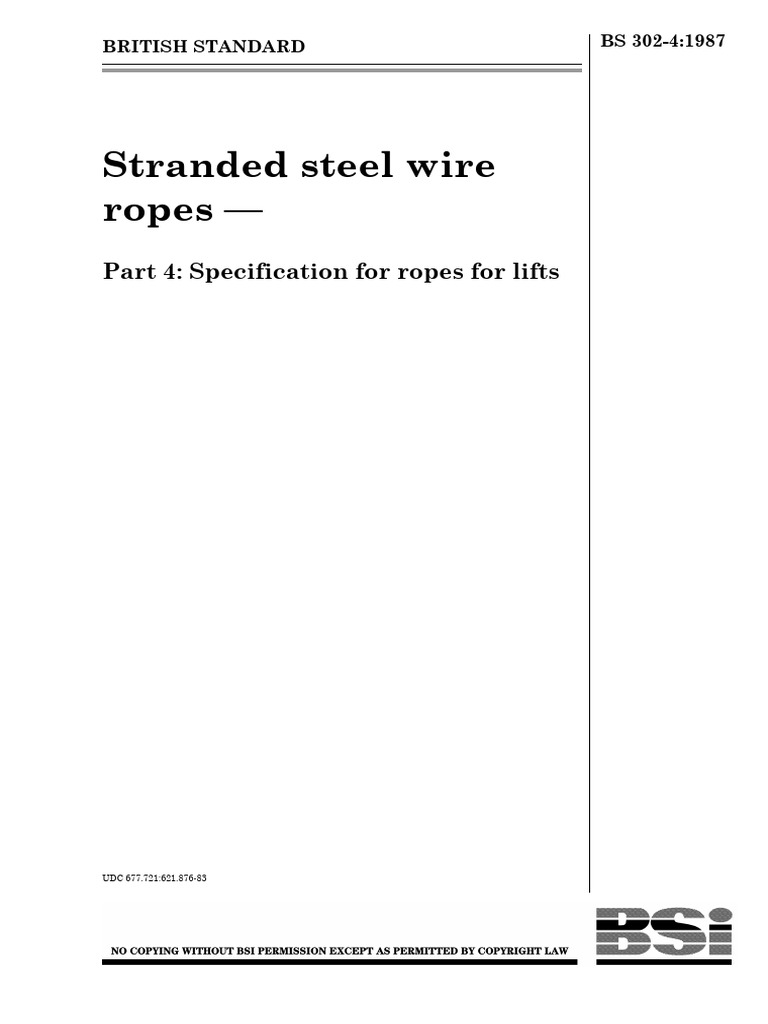 BS 302-4-1987 Stranded Steel Wire Ropes | PDF | Engineering Tolerance ...