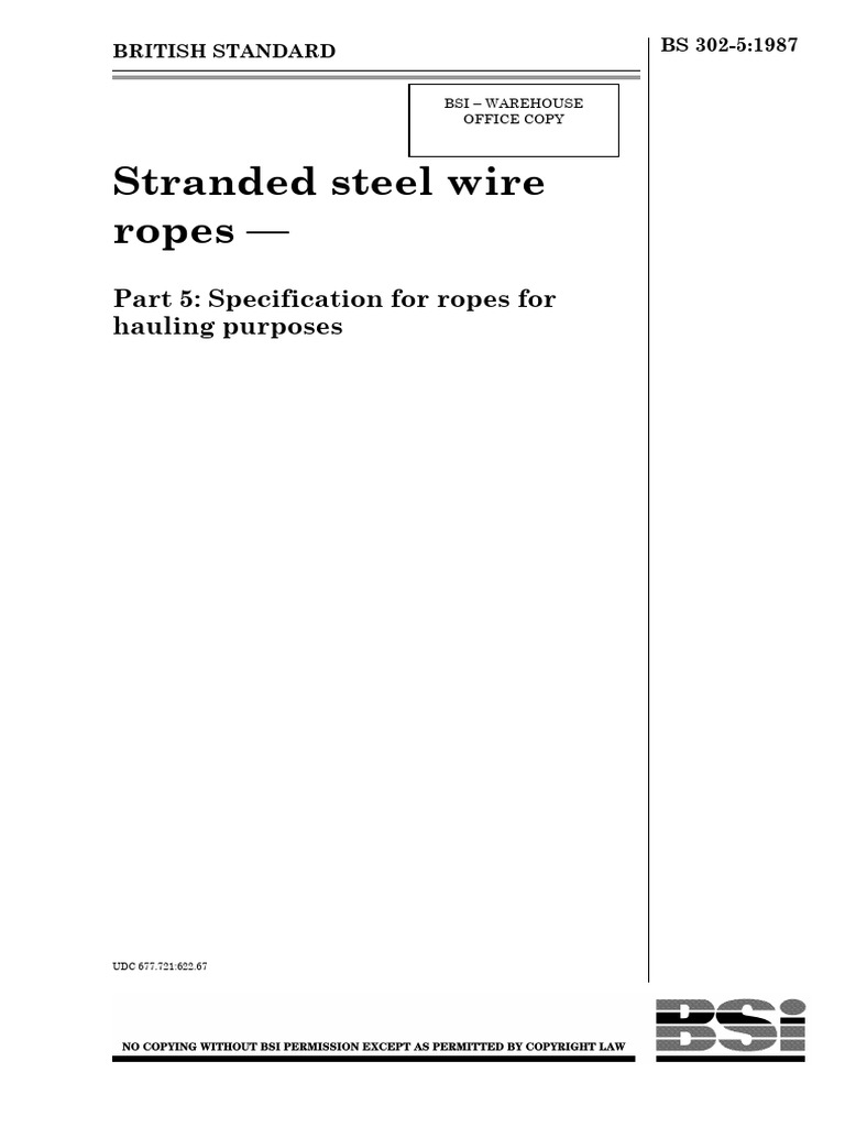 BS 302-5-1987 Stranded Steel Wire Ropes | PDF | Rope | Wire