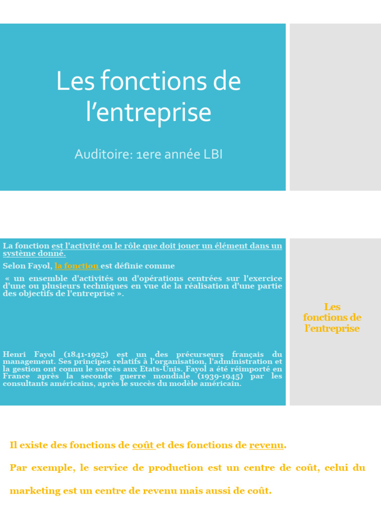 Fonctions clés de l'entreprise expliquées | PDF | Business | Capital ...