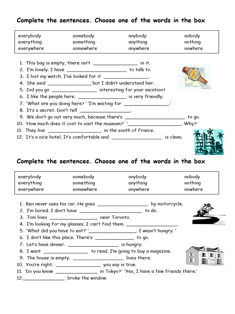 Indefinite Pronouns - Extra Worksheet 2 | PDF