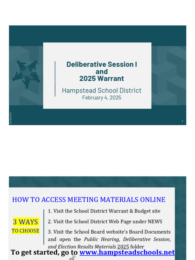Hampstead School District 2025 Warrant Guide | PDF | Voting | Group ...