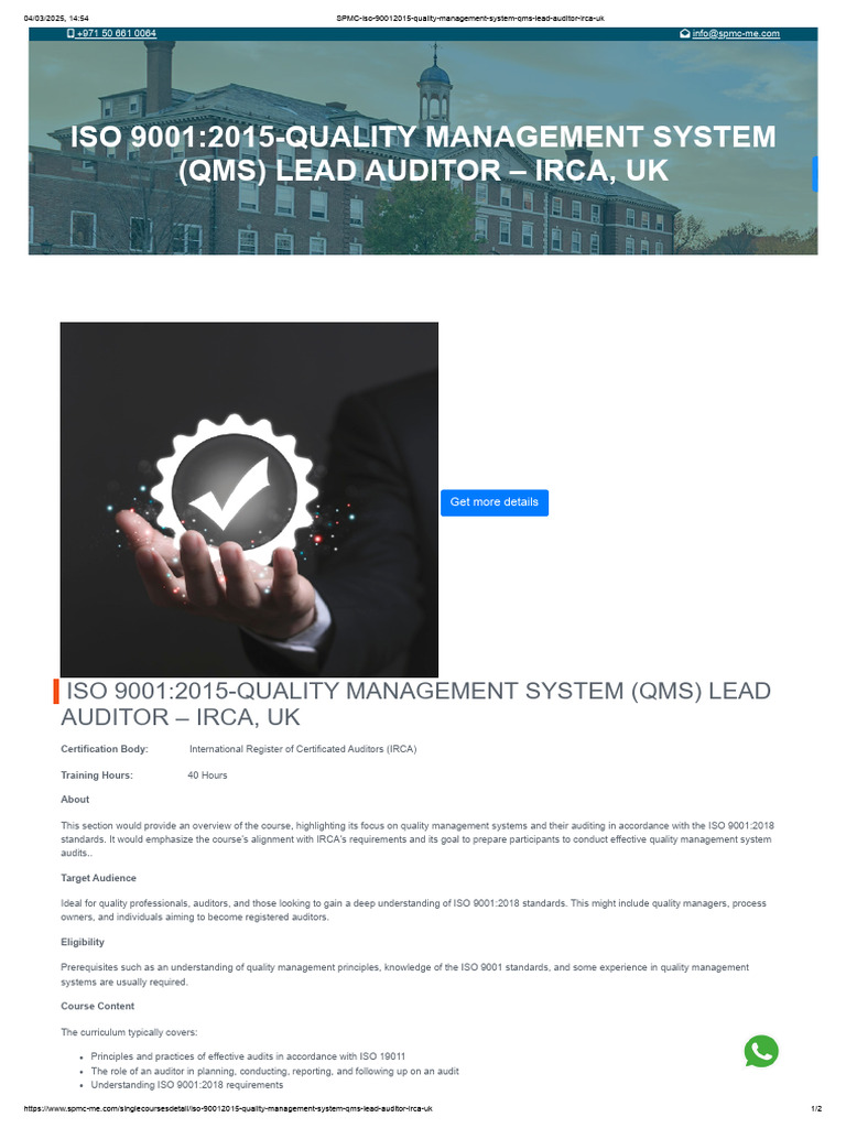 SPMC Iso 90012015 Quality Management System Qms Irca Uk | PDF | Quality ...