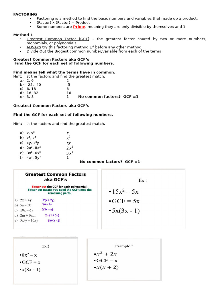 Factoring-notes | PDF