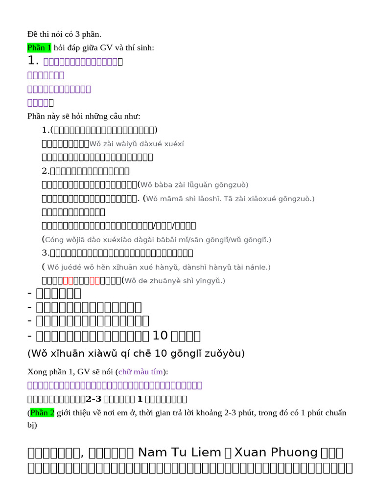 Ôn Thi Nói NN2 TQ B1 B2 | PDF