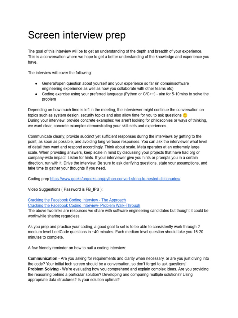 IAM - Screen Interview Prep | PDF | Experience | Cognitive Science