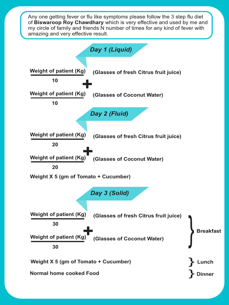 3 Step Flu Diet For Fever | PDF