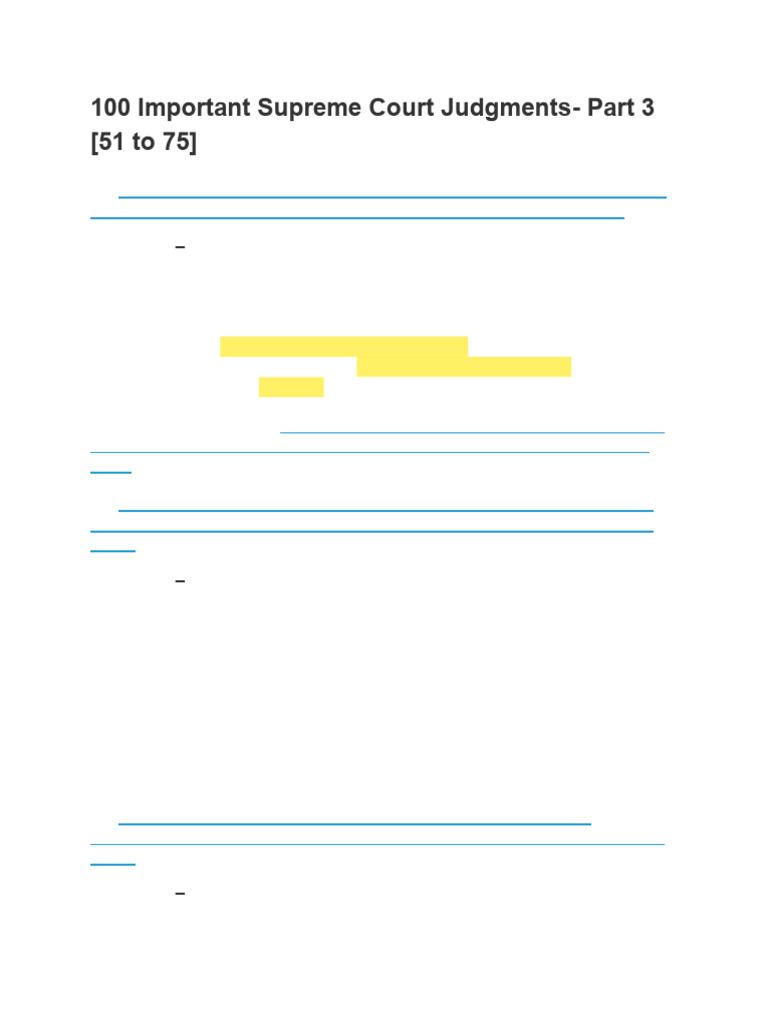 100 Important Supreme Court Judgments - Part 3 (51 To 75) | PDF ...