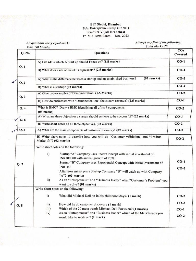 5th Sem (1st Mid Sem) PYQ | PDF