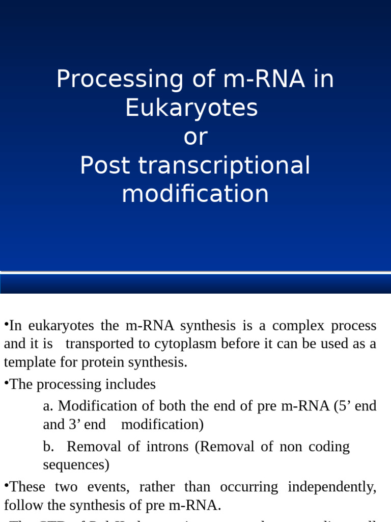 mRNA Processing and Splicing in Eukaryotes | PDF | Rna Splicing ...