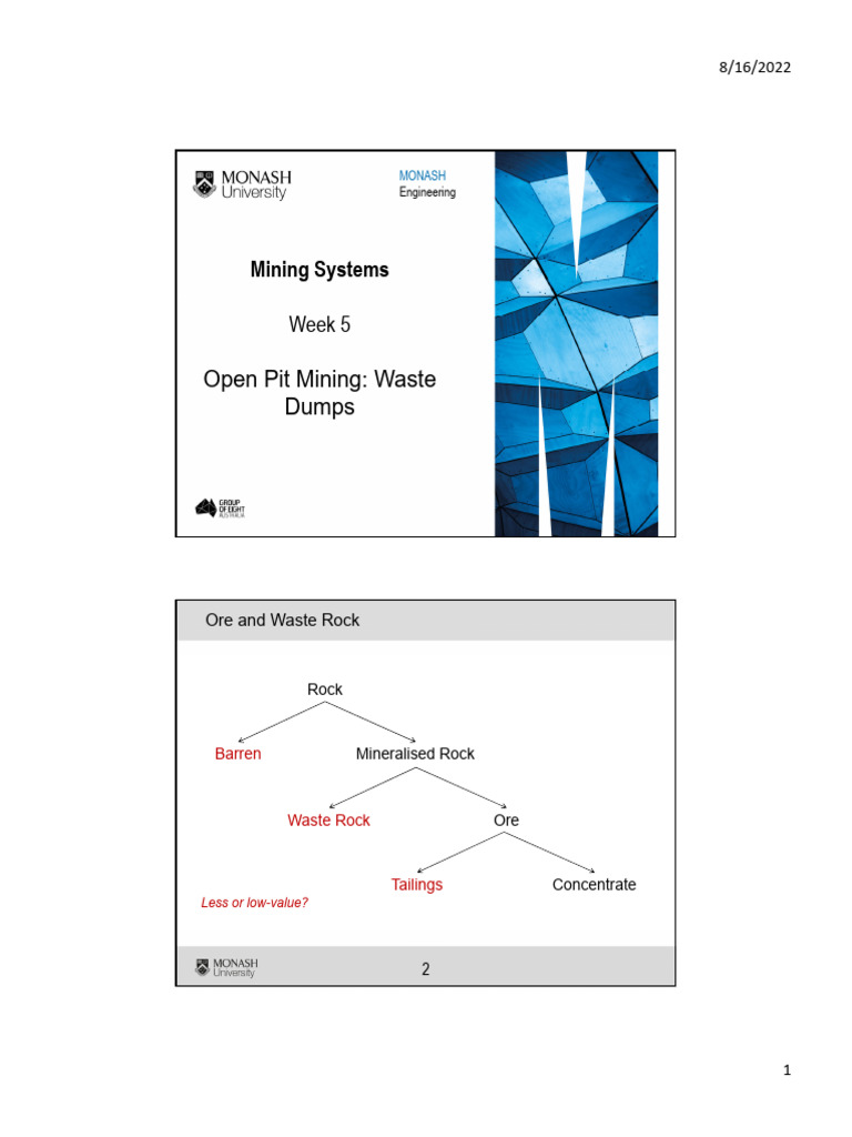 Waste Dump Design in Open Pit Mining | PDF | Dam | Mining