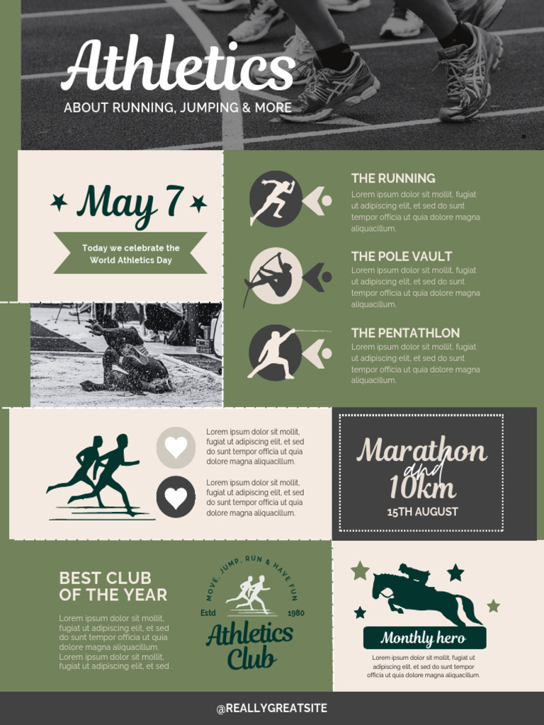 Green and Beige Vintage Trend Style Illustrated Athletics Club ...