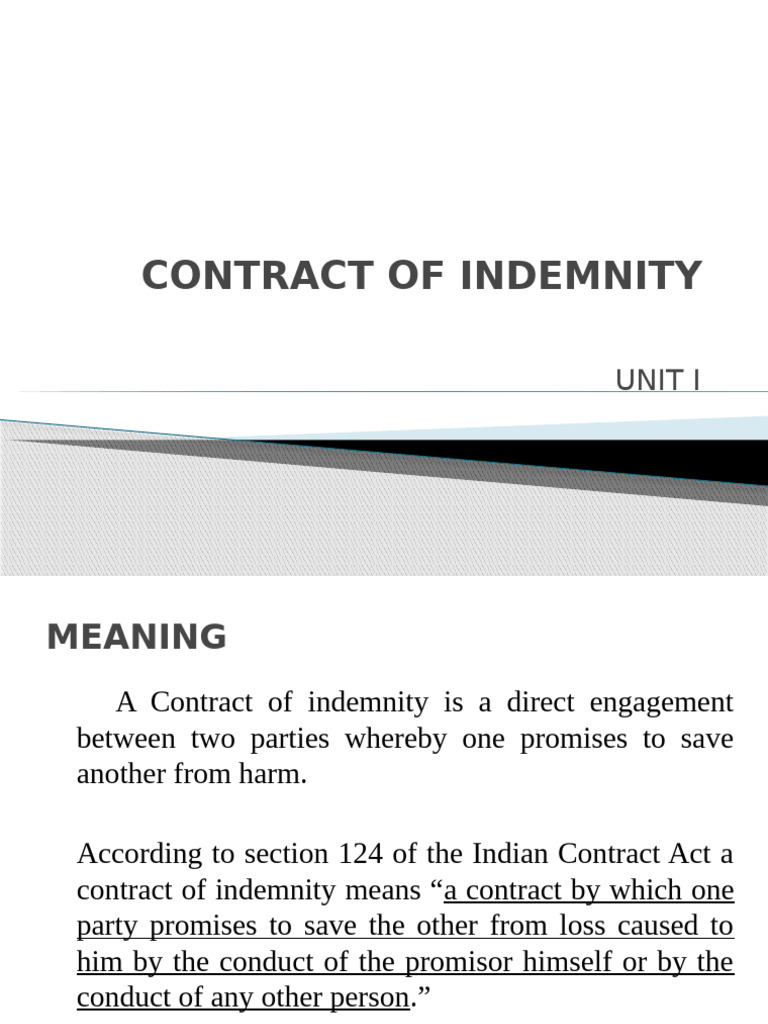 Contract of Indemnity | PDF | Guarantee | Indemnity