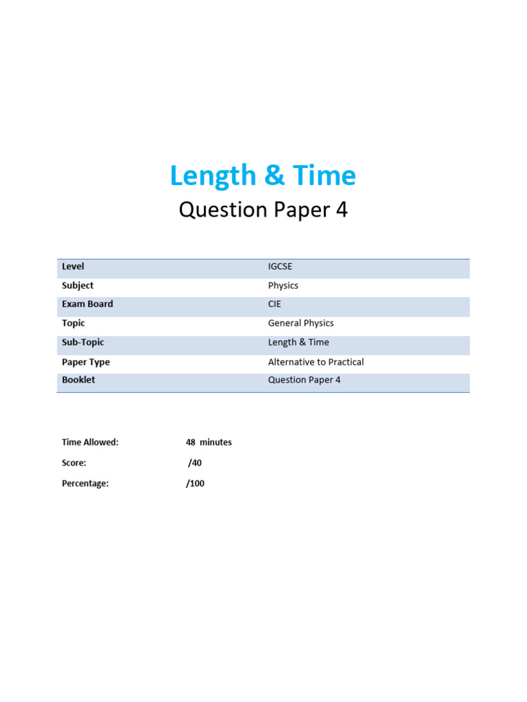 IGCSE Physics Length & Time Exam Guide | PDF | Volume | Sphere