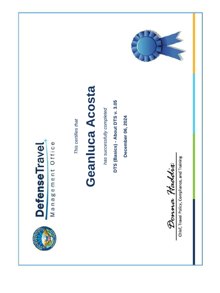 About DTS Cert - PVT ACOSTA | PDF