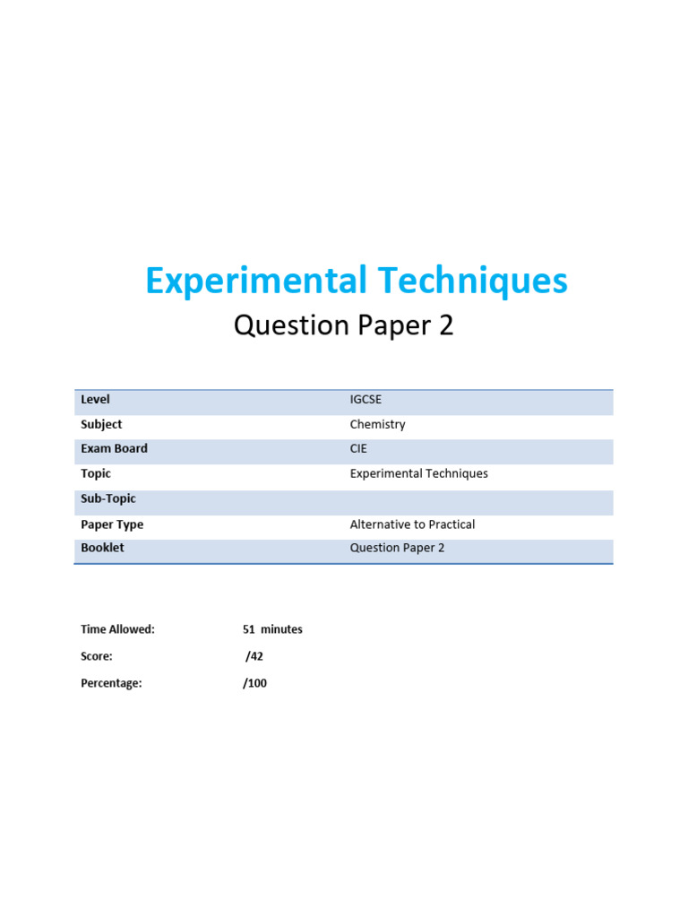 IGCSE Chemistry: Experimental Techniques | PDF | Chromatography ...