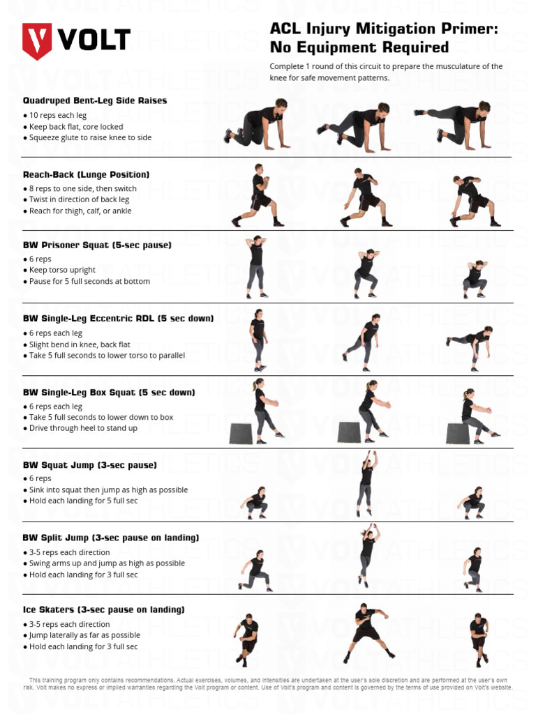 ACL Injury Mitigation Exercises Guide | PDF
