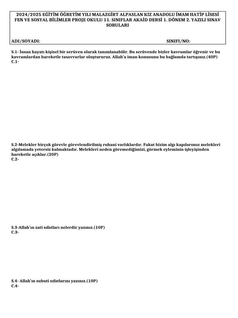 11 Akaid 1.2. soru | PDF